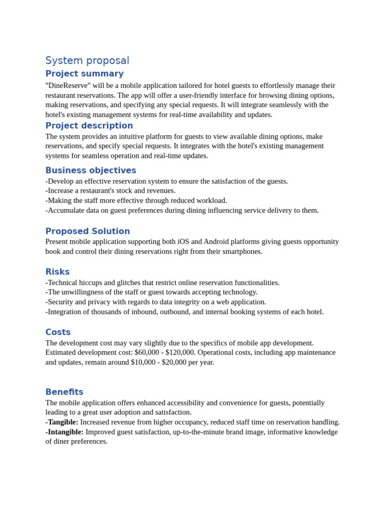 System Proposal Document | PDF | Mobile App | Computing