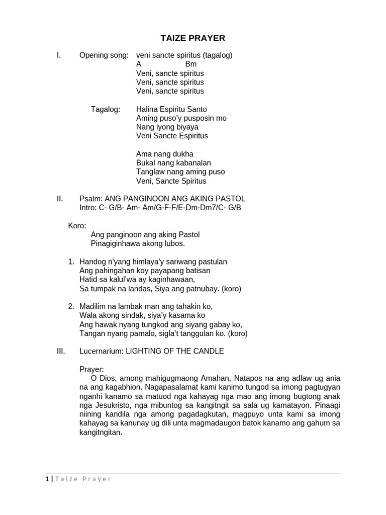 Taize Prayer | PDF
