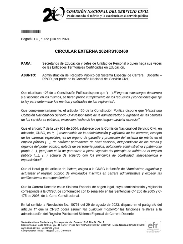 Circular Externa 2024rs102460 | PDF | Gobierno | Justicia