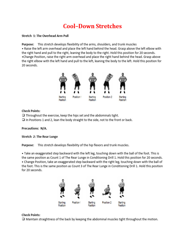 Effective Cool-Down Stretches Guide | PDF | Hand | Anatomical Terms Of ...