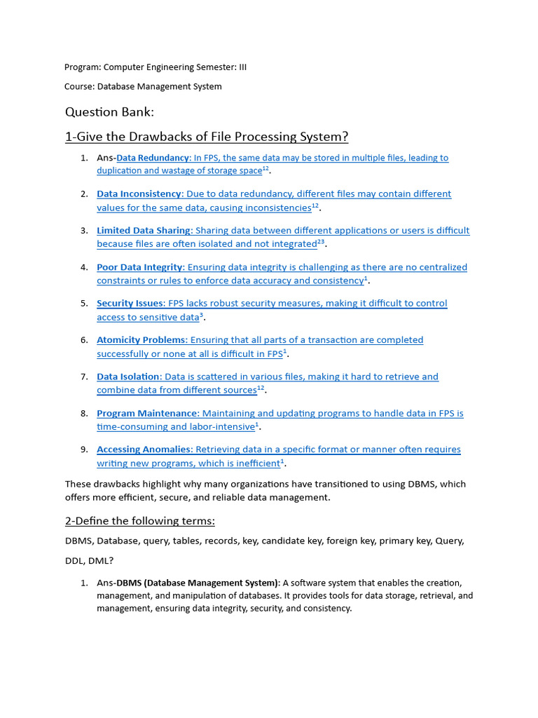 Dbms pt1 | PDF | Databases | Sql