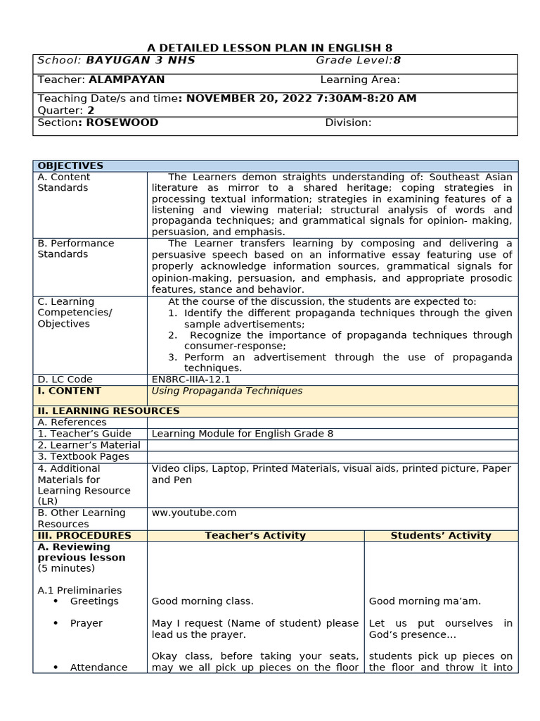 1ST Week DLP - Propaganda | PDF | Propaganda | Learning
