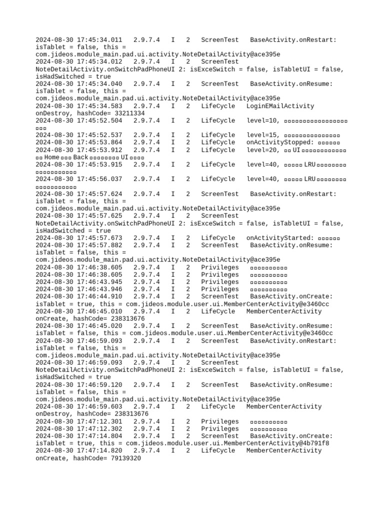 App Lifecycle and UI State Logs | PDF | Computers