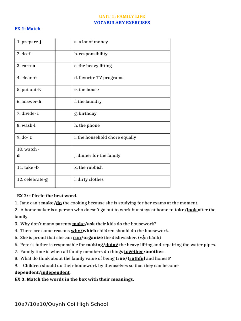UNIT 1. Vocabulary Ex Key | PDF | Language Arts & Discipline