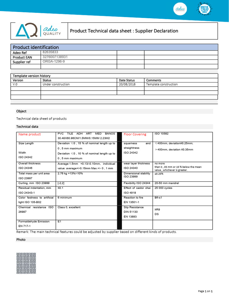 Product Technical Data Sheet - Pav - Vinile1 | PDF