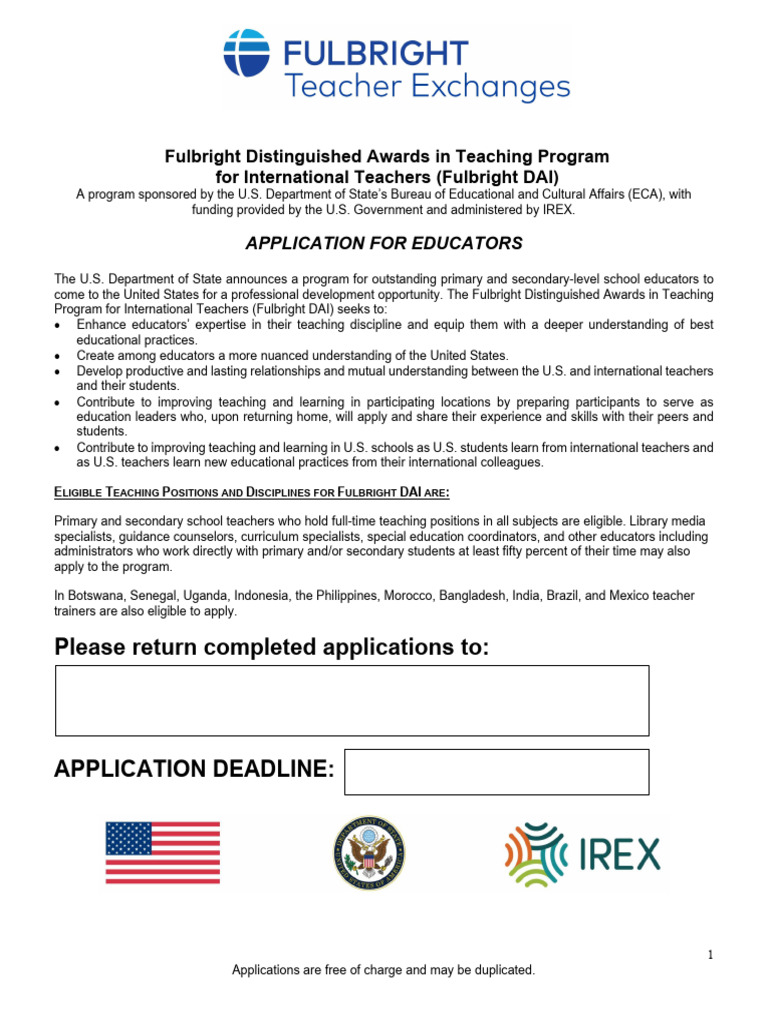 FY23 Fulbright DAI Application | PDF | Academic Degree | Teachers