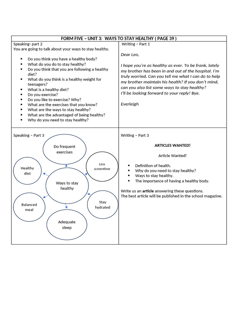 F5 UNIT 3 Ways To Stay Healthy | PDF