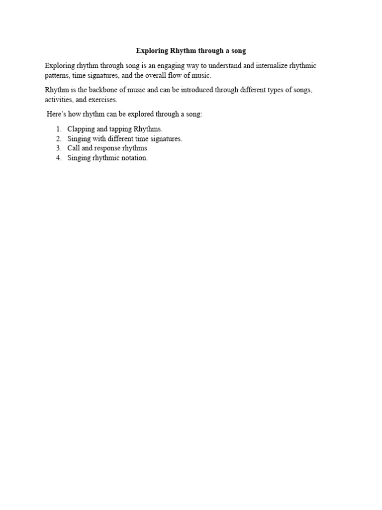 Exploring Rhythm Through A Song | PDF