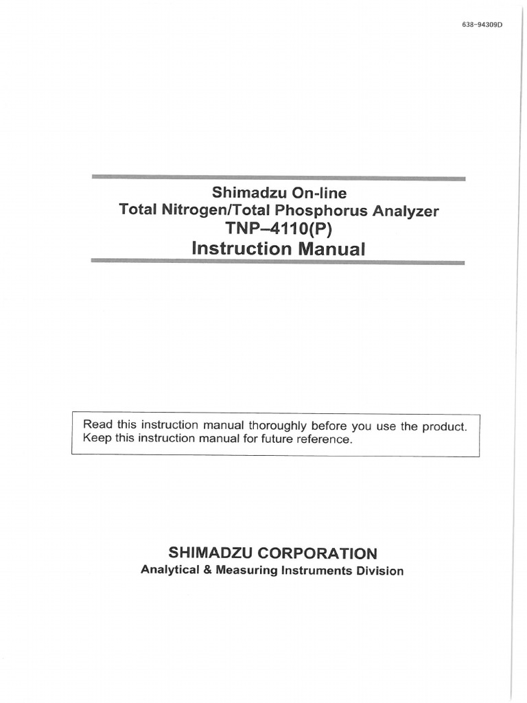 Shimadzu Online TNP-4110 (P) Instruction Manual | PDF