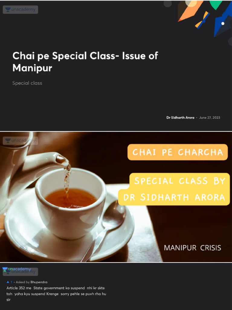 Chai Pe Special Class Issue of Manipur No Anno | PDF