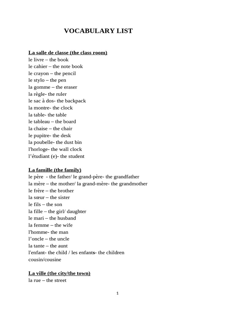 Liste de vocabulaire français essentielle | PDF | Légumes | Fruit