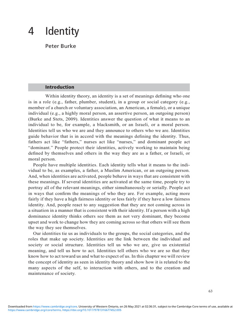 Understanding Identity Theory Concepts | PDF | Self Esteem | Identity (Social Science)