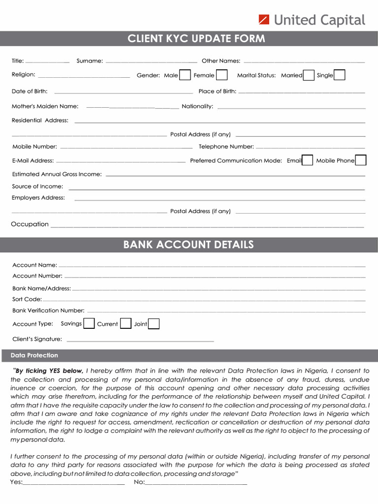 KYC Update Form - II United Capital | PDF | Politics