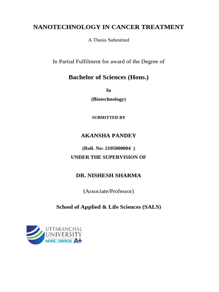 Nanotech in Cancer Treatment Thesis | PDF | Nanotechnology | Nanomaterials