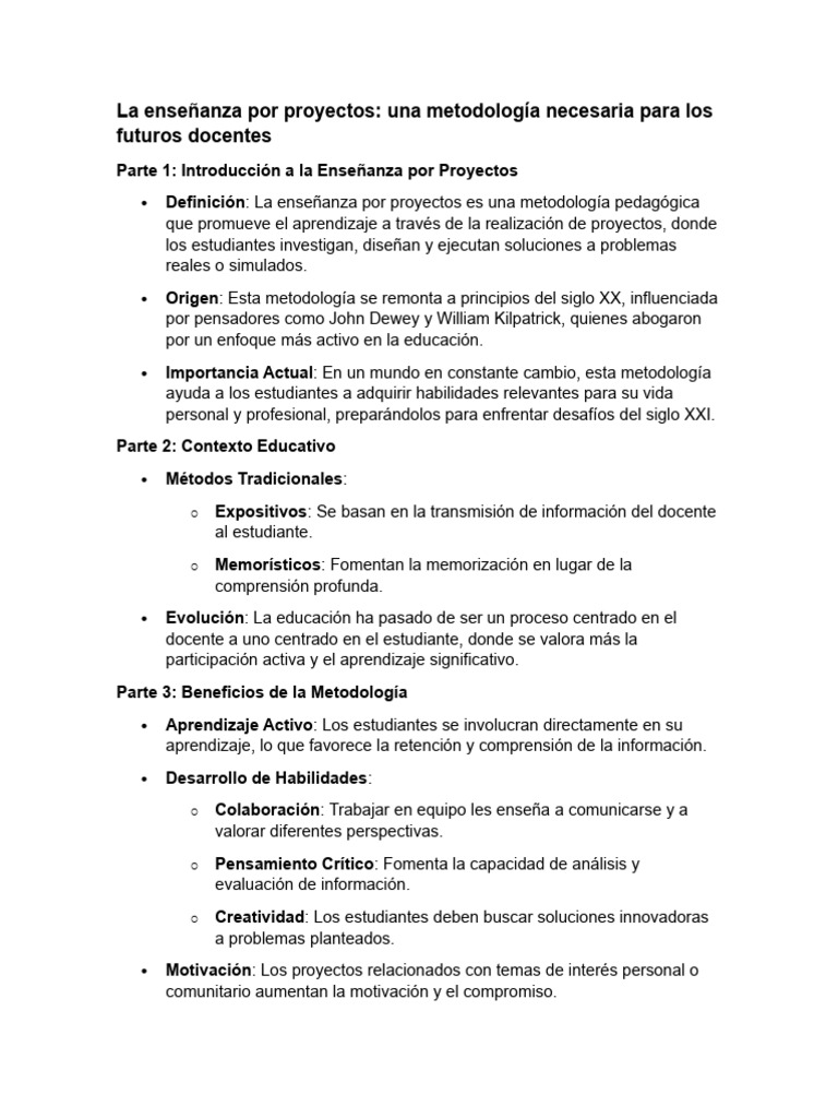 La enseñanza por proyectos | PDF | Enseñando | Evaluación