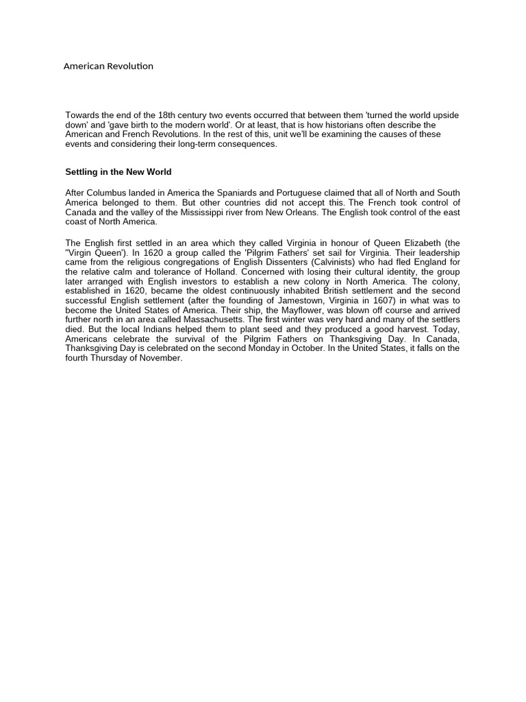 Causes of the American Revolution | PDF