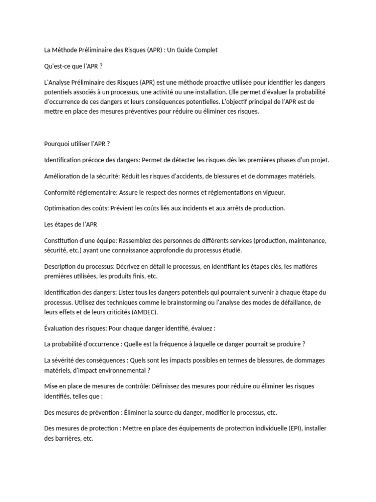 Guide Complet de l'Analyse Préliminaire des Risques | PDF | Risque | Bactérie
