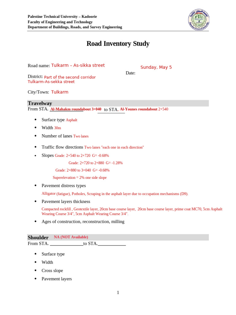 Road inventory study.1 (2) | PDF | Traffic | Road