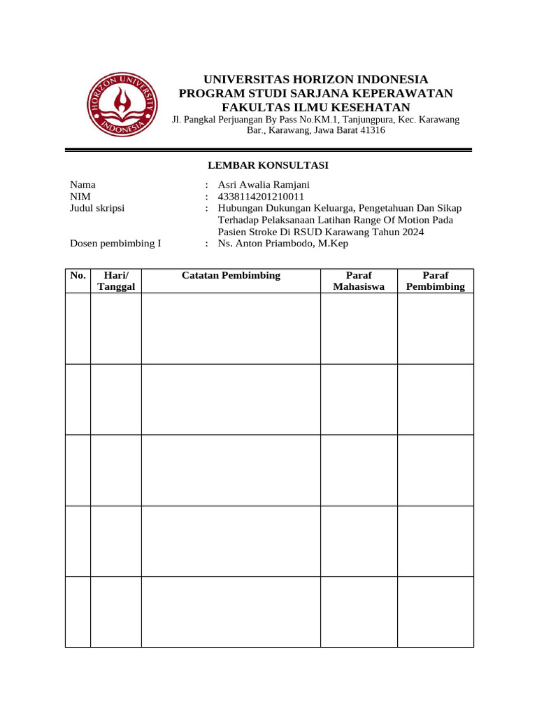 LEMBAR KONSUL Skripsi | PDF