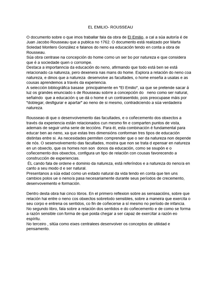Rousseau, El Emilio | PDF