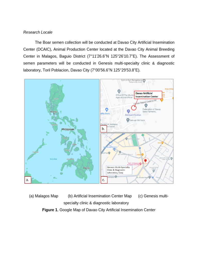 Research Locale-MALAGOS+TORIL+Artificial Insemination Center Davao | PDF