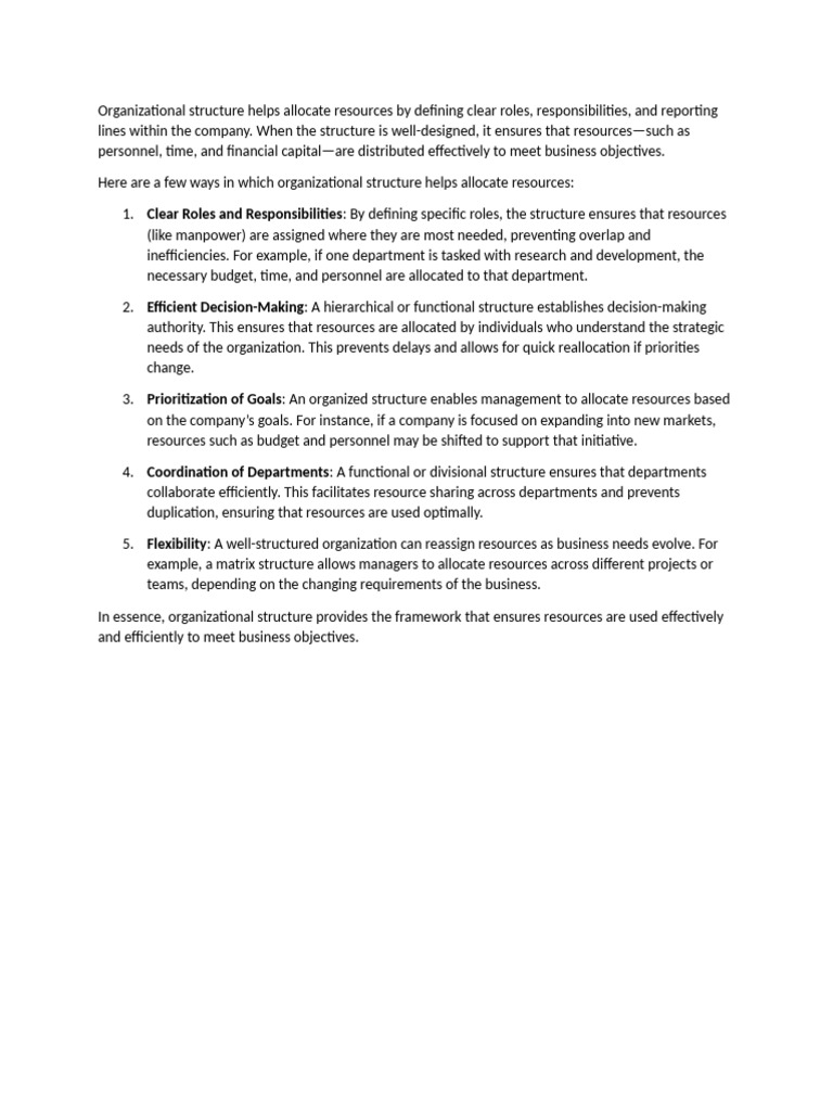 How Organizational Structure Allocates Resources | PDF | Career & Growth