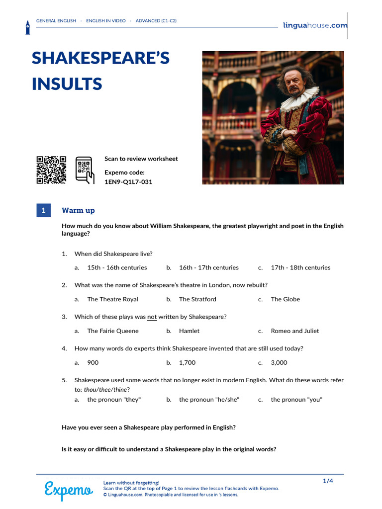 Shakespeare's Witty Insults Explained | PDF | Characters In Romeo And ...