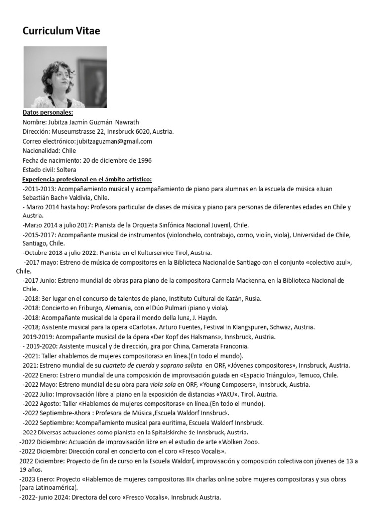 Curriculum Español JJGN | PDF | Piano | Austria