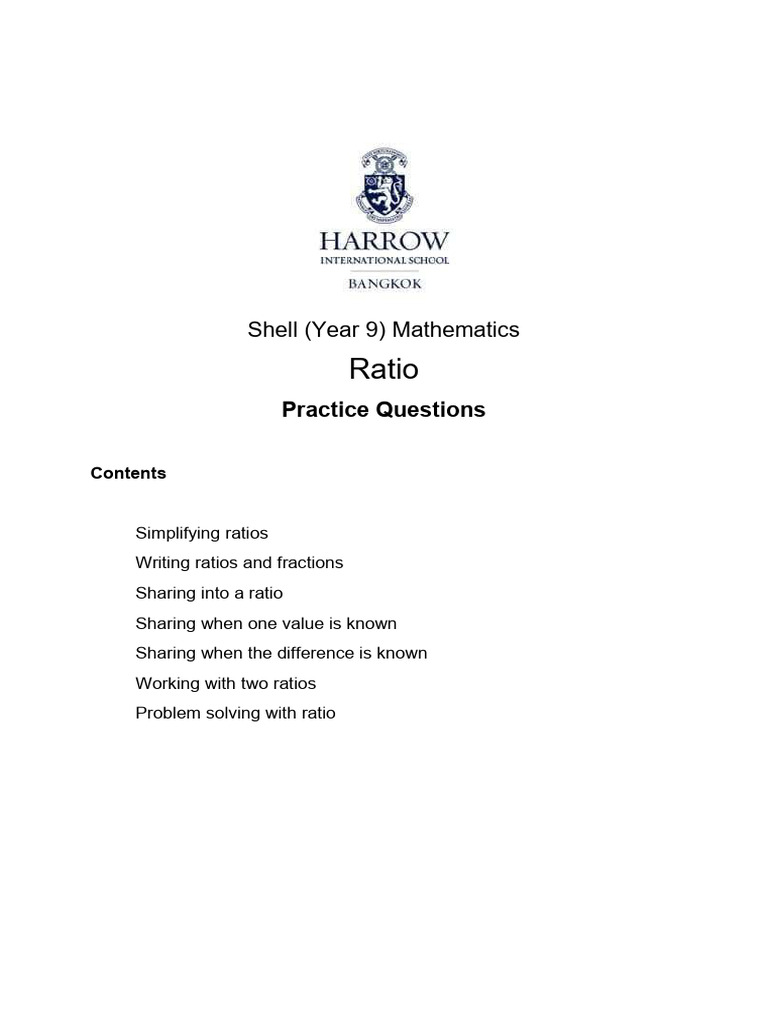 Ratio - Practice Booklet | PDF | Ratio | Triangle