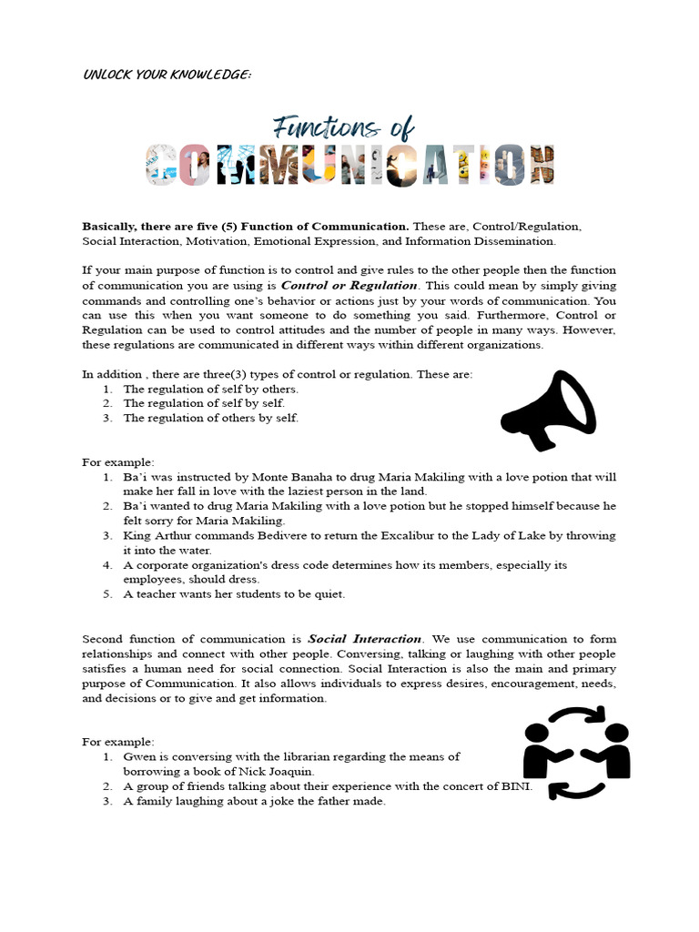 Functions of Communication | PDF | Communication | Motivation