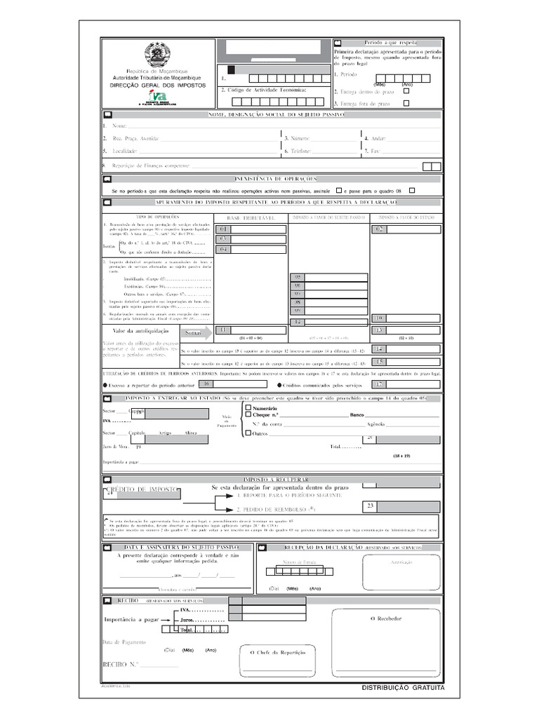 Modelo A - Declaração de IVA | PDF | Imposto sobre Valor Agregado (IVA ...