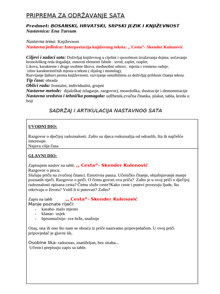 Cesta - S.Kulenović (Obrada) | PDF