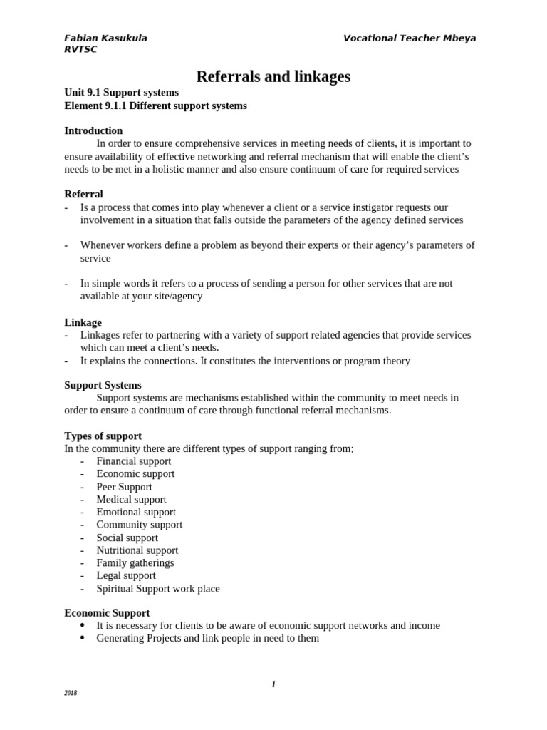 LS 09 Referrals and Linkages | PDF | Customer | Sales