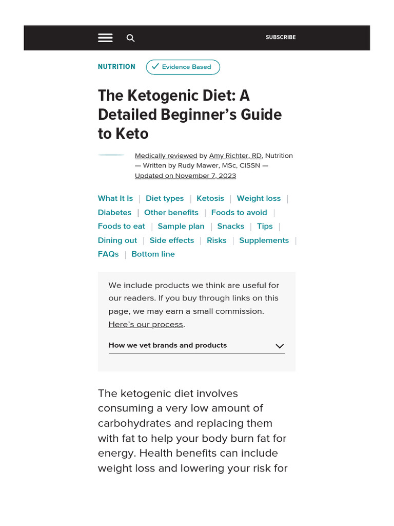 The Ketogenic Diet - A Detailed Beginner's Guide To Keto | PDF ...