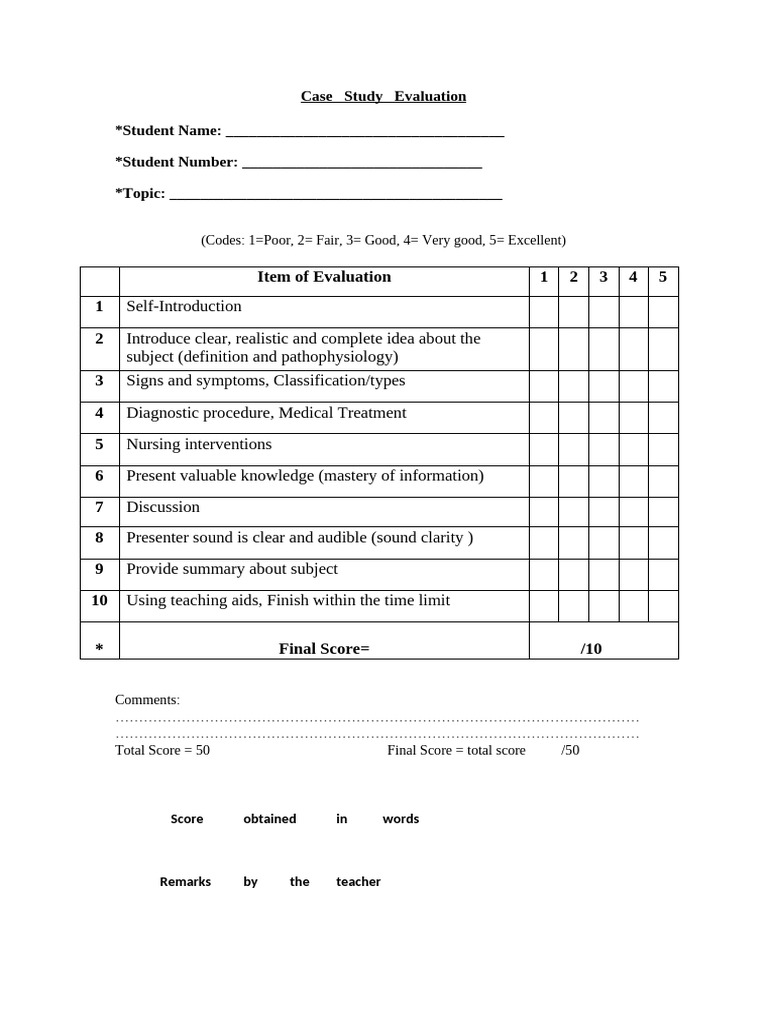 Case Presentation Evaluation | PDF