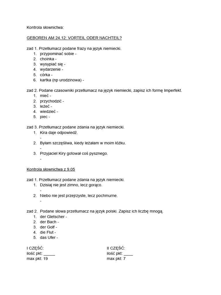 Kontrola Słownictwa 16.05 | PDF