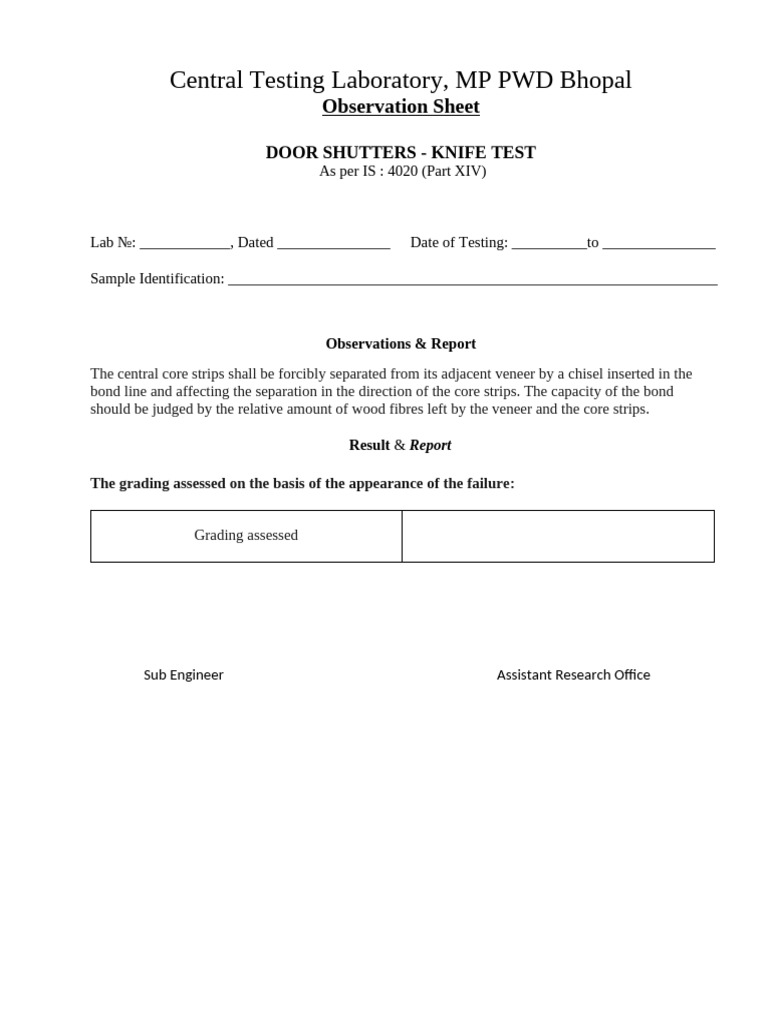 Door Shutter Knife Test Report | PDF | Science & Mathematics | Computers