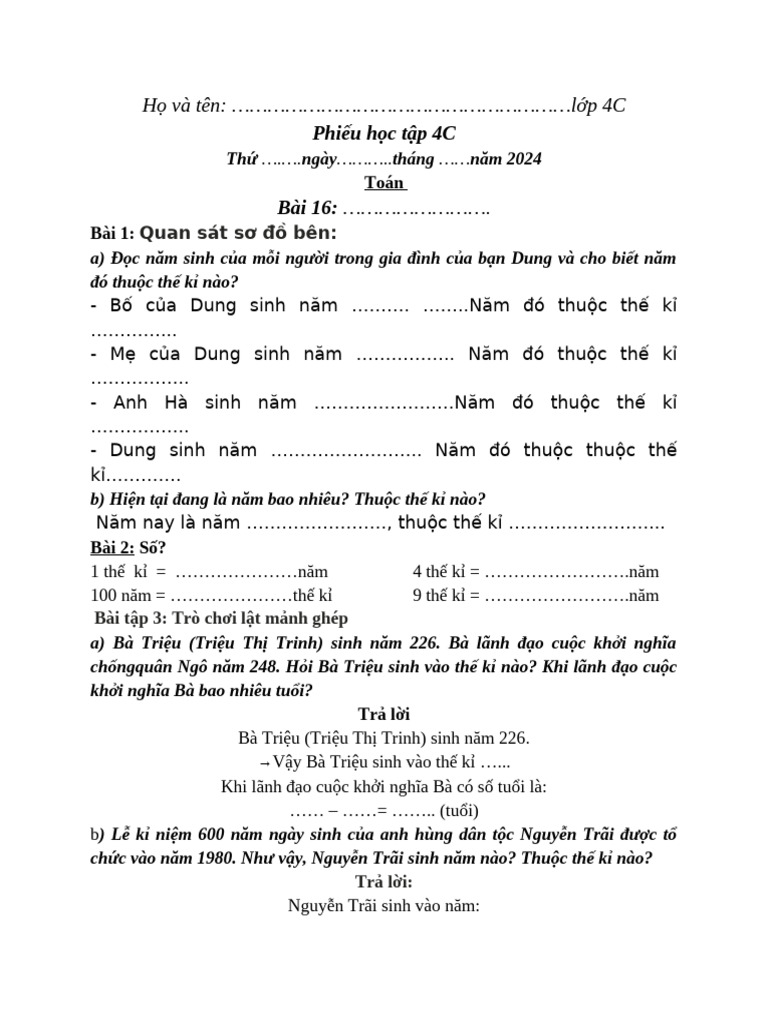 Phiếu học tập l11 | PDF