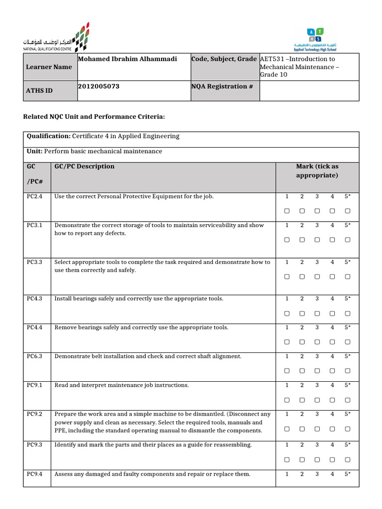 Assessment Practical | PDF | Belt (Mechanical) | Tools