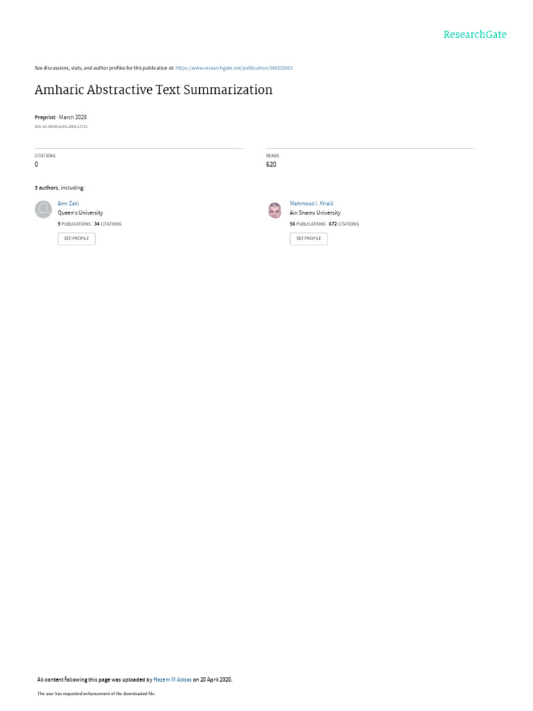 Amharic Abstractive Text Summarization | PDF | Computational Science | Linguistics