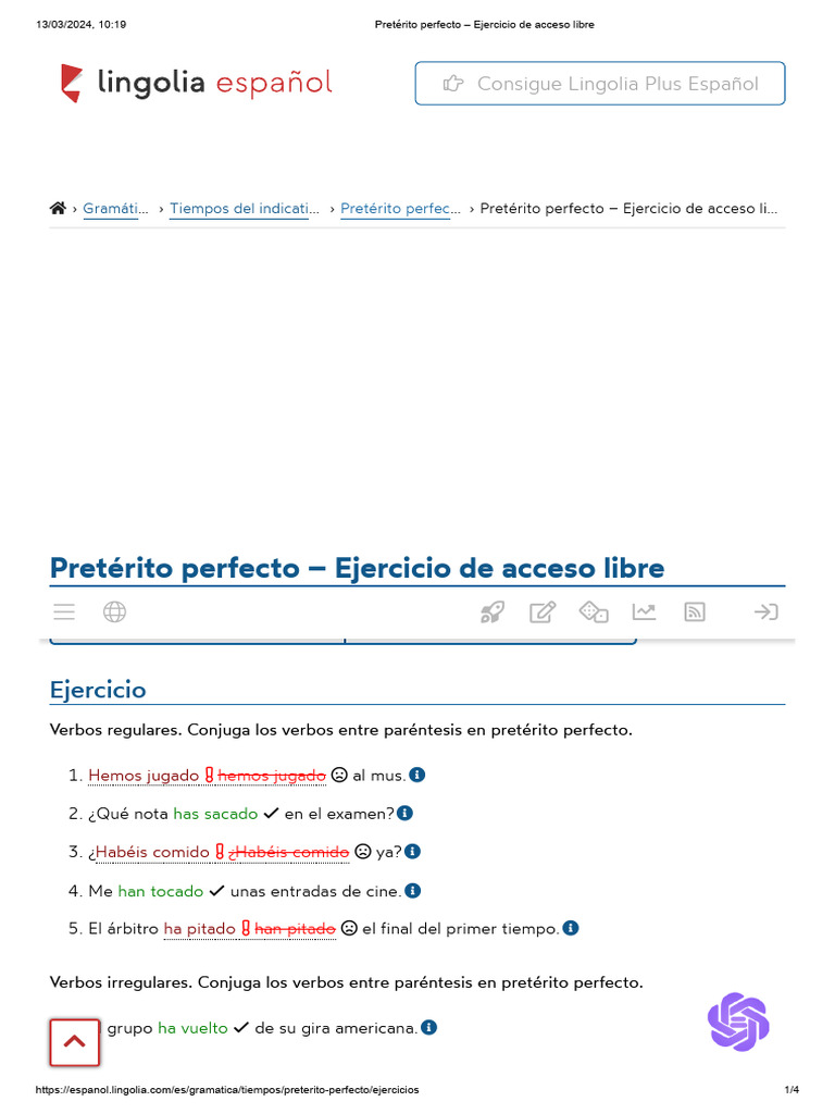 Ejercicios de Pretérito Perfecto | PDF | Verbo | Lingüística