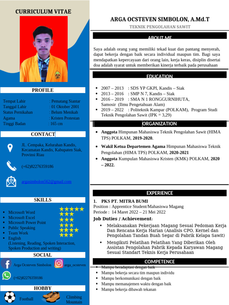 CV Dan Surat Lamaran Arga Ocsteven Simbolon-1 | PDF
