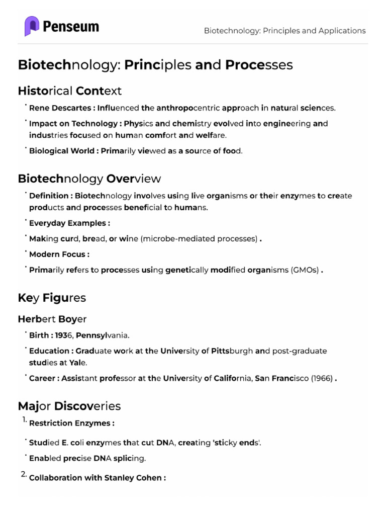 Biotechnology - Principles and Applications | PDF