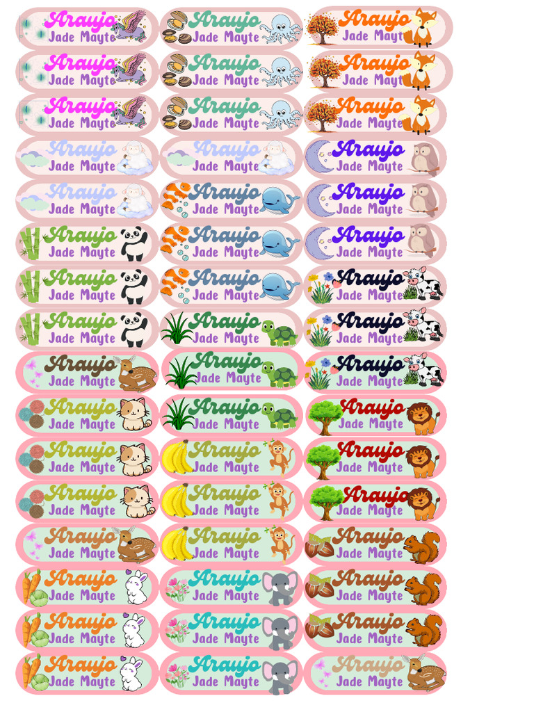 Documento A4 Etiquetas Escolares para Imprimir Llamativas Vibrantes ...