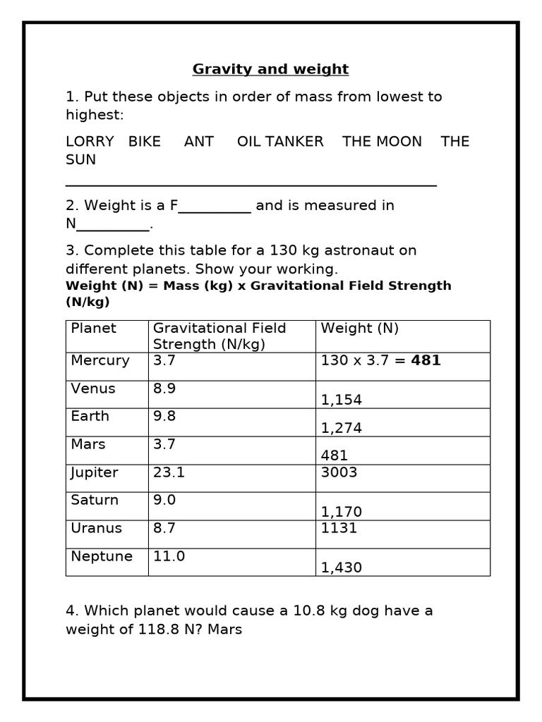 Gravity & Weight | PDF
