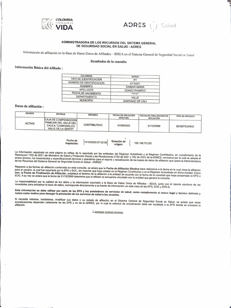 Eps Daimar Maria González Ramírez | PDF