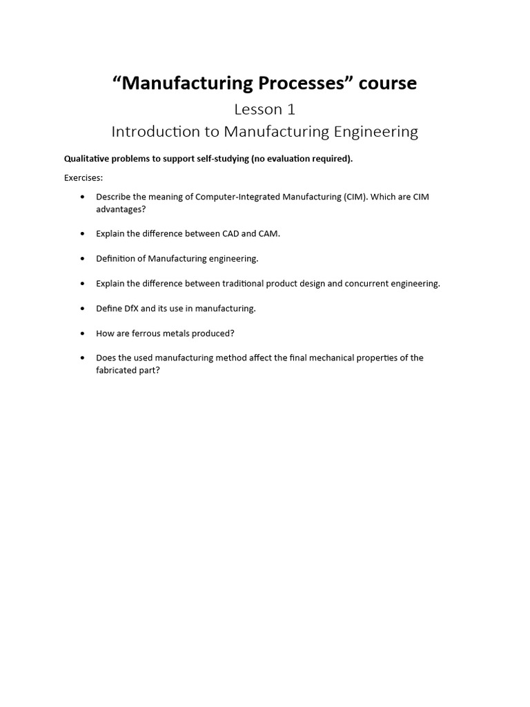 Introduction to Manufacturing Engineering | PDF | Art