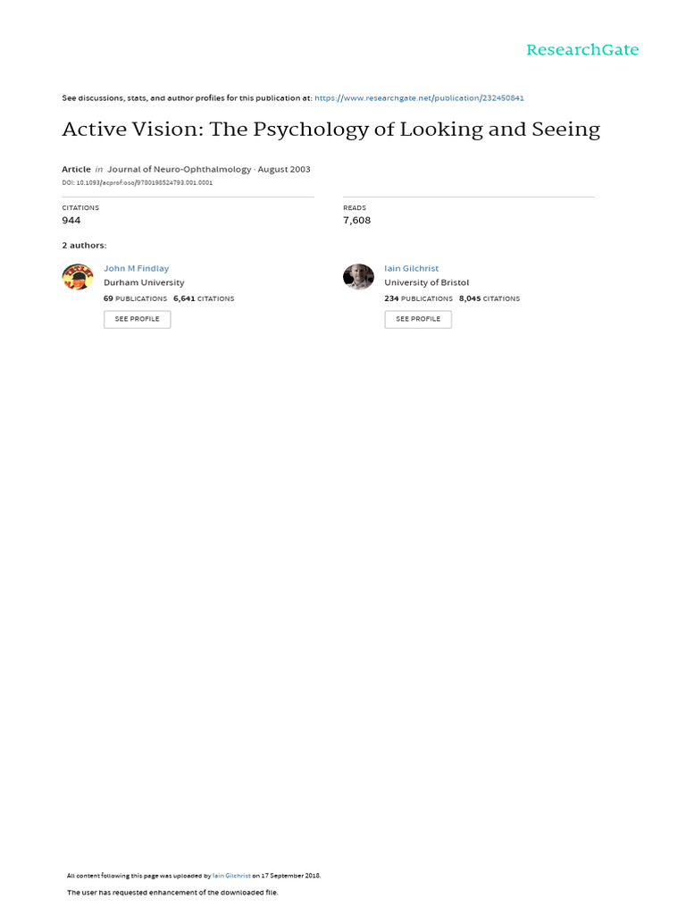 Active Vision: Psychology of Seeing | PDF | Attention | Visual Perception