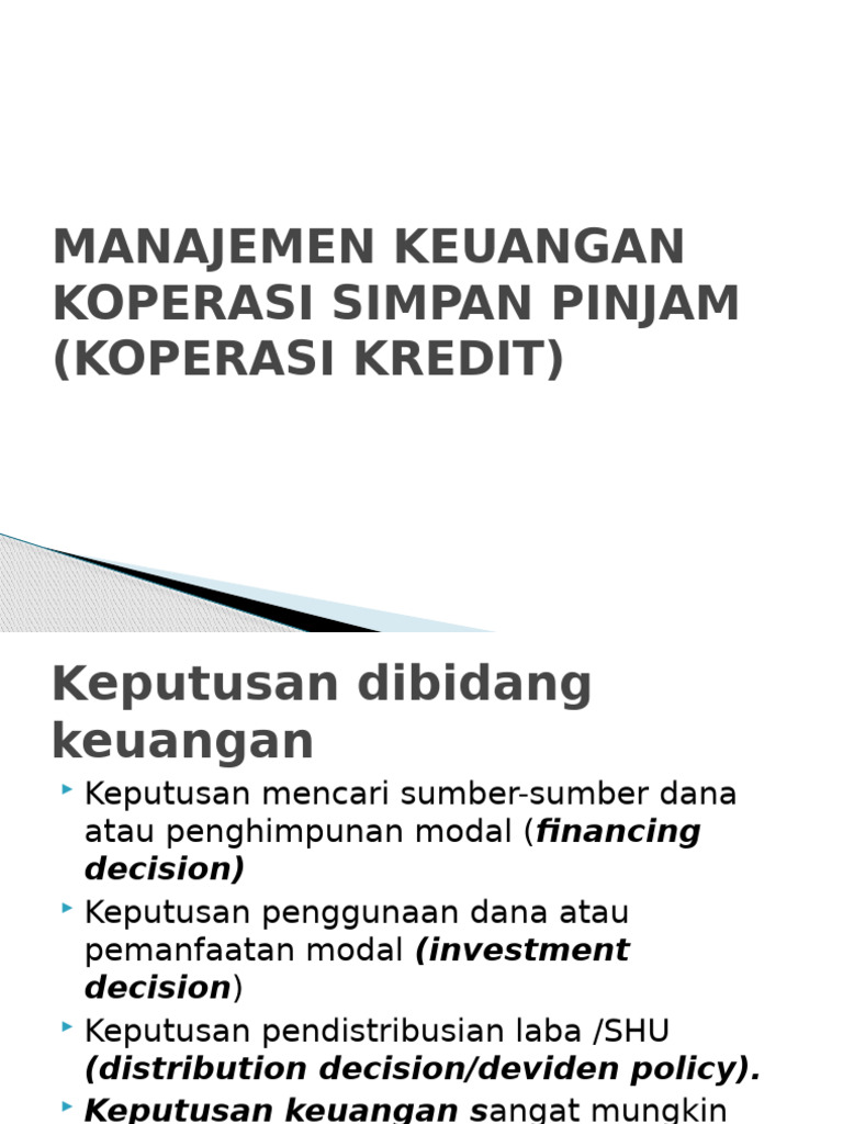 Materi Manajemen Keuangan Koperasi Simpan Pinjam (Koperasi Kredit) | PDF