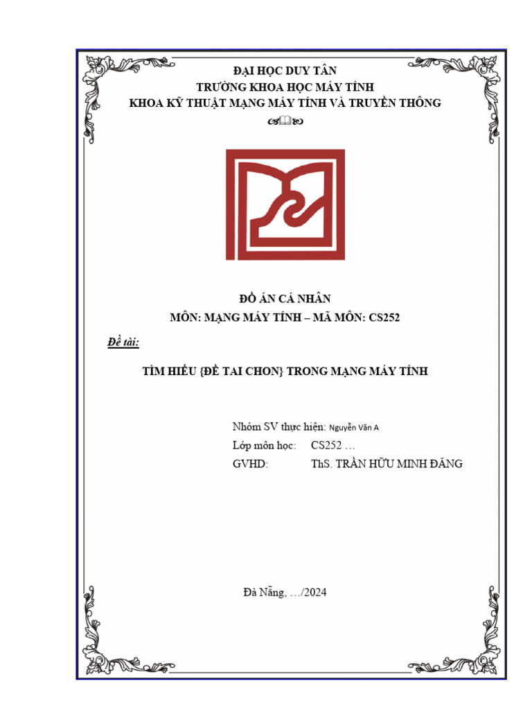 Mẫu Nội dung trình bày DACN-DAN (CS252) | PDF